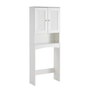 Over The Toilet Storage Cabinet with 2 Doors and Shelf, 3-Tier Space Saving Organizer Rack, Stable Freestanding Above Toilet Stand, Bathroom Cabinet for Bathroom, Restroom, Laundry, White