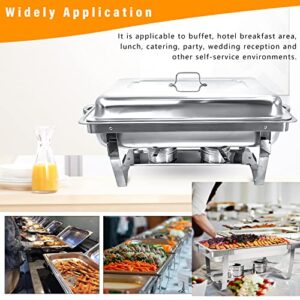 PRIJESSE 4 Pack 8QT Chafing Dish Buffet Set Stainless Steel Food Warmer Chafer Complete Set with Water Pan, Chafing Fuel Holder for Party Catering,Silver