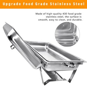 PRIJESSE 4 Pack 8QT Chafing Dish Buffet Set Stainless Steel Food Warmer Chafer Complete Set with Water Pan, Chafing Fuel Holder for Party Catering,Silver