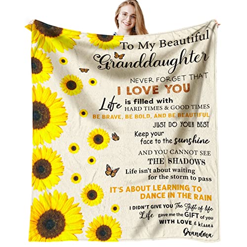 AIYUBOFUN Granddaughter Gifts for Christmas - Granddaughter Gifts from Grandma - Xmas Gift for Granddaughter - Grandaughter Gifts Ideas Throw Blanket 60"x50"