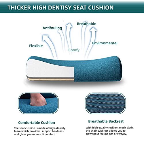 Sweetcrispy High Back Lumbar Pillow and Retractable Footrest, Height Ergonomic Padded Armrests and Adjustable Headrest Swivel Rolling Home Office, Reclining Mesh Chair, Blue