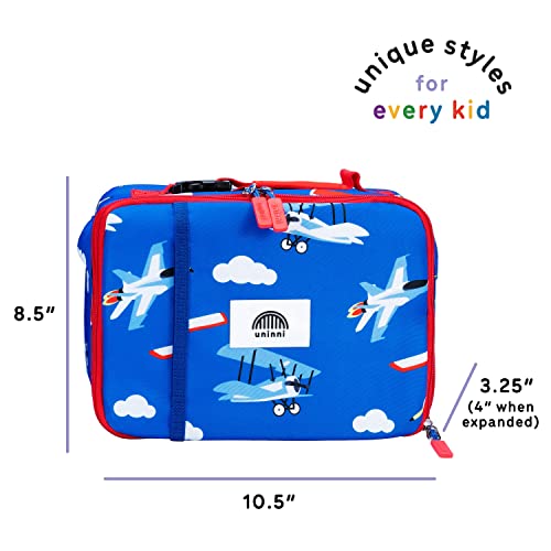 uninni Airplane 16'' Kids Backpack with Insulated Lunch Bag Set for Age 5+, Lightweight, School and Travel for Boys and Girls