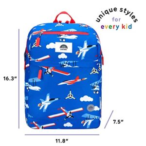 uninni Airplane 16'' Kids Backpack with Insulated Lunch Bag Set for Age 5+, Lightweight, School and Travel for Boys and Girls