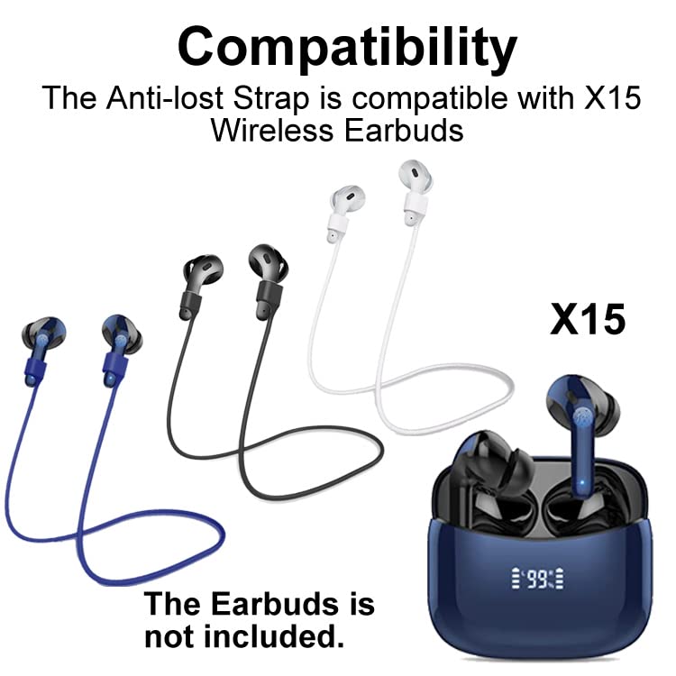 smaate Anti-Lost Straps Compatible with ZINGBIRD Tiksounds X15 Wireless Earbuds, Magnetic Soft Silicone Sport Necklace, Blue