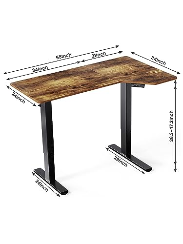 Marsail L Shaped Electric Standing Desk, 55x34 Inch Standing Desk Adjustable Height with Headphone Hook, Large Computer Desk Sit Stand Desk for Home Office Sturdy Writing Workstation