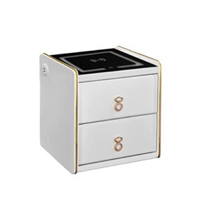 n/a armoire chevet intelligente avec chargeur sans fil led, meuble rangement multifonctionnel avec table bois