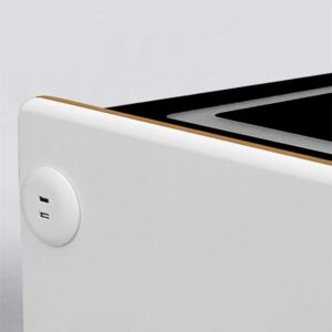 N/A Armoire Chevet Intelligente avec Chargeur Sans fil LED, Meuble Rangement Multifonctionnel avec Table Bois