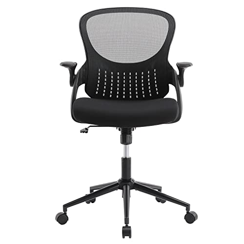 Home Office Desk Chair, Ergonomic Mesh Computer Chair, Task Swivel Rolling Chair with Lumbar Support and Flip-up Arms for Office, Study, Bedroom