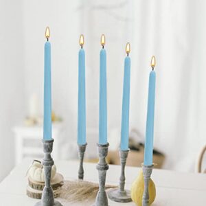 Myido Set of 12 10 inch Taper Candles - Halloween Taper Candles are Odor Free - Tall Candles Burn Long and are Perfect for Black Halloween Decorations or Dinner Candles(Blue)