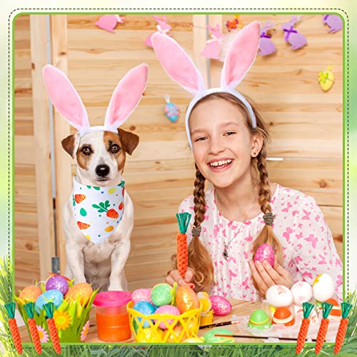 18 Pieces Easter Dog Costumes Including Easter Bunny Ears Headband Easter Dog Bandanas Dog Rope Toys Carrots Puppy Teething Chew Toys for Small Medium Large Dog Easter Party Costume Accessory