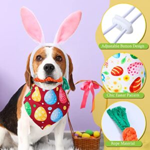 18 Pieces Easter Dog Costumes Including Easter Bunny Ears Headband Easter Dog Bandanas Dog Rope Toys Carrots Puppy Teething Chew Toys for Small Medium Large Dog Easter Party Costume Accessory