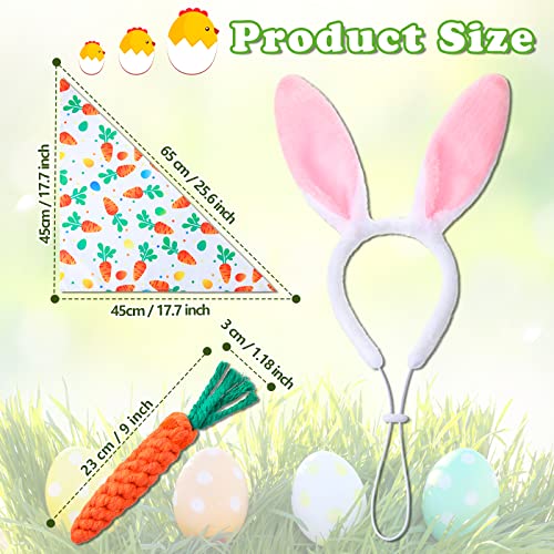 18 Pieces Easter Dog Costumes Including Easter Bunny Ears Headband Easter Dog Bandanas Dog Rope Toys Carrots Puppy Teething Chew Toys for Small Medium Large Dog Easter Party Costume Accessory