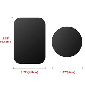 Pau1Hami1ton Adhesive Thin Metal Plates(Compatible with Magnetic Mounts),4 Piece Metal Plates for Phone Case,Metal Plate for Car,Metal Plates for Phone(2 Rectangle and 2 Round) S-07N (Black)