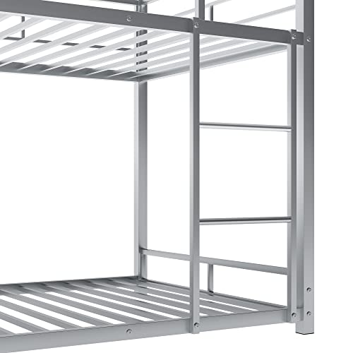 ODC Twin Size Triple Bunk Bed for 3, Twin-Over-Twin-Over-Twin Metal Bunk Bed Frame with Built-in Ladder and Guardrails for Kids, Teens, Boys