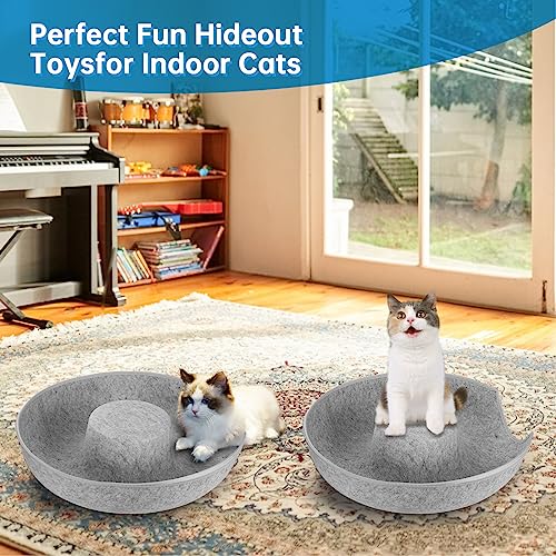 YUNLAN Cat Tunnel Bed, Indoor Cat Cave, Cat Tunnel, Large Cat House, Donut Cat Bed - Perfect for Multi-Cat Households… (Light grey-20inch)