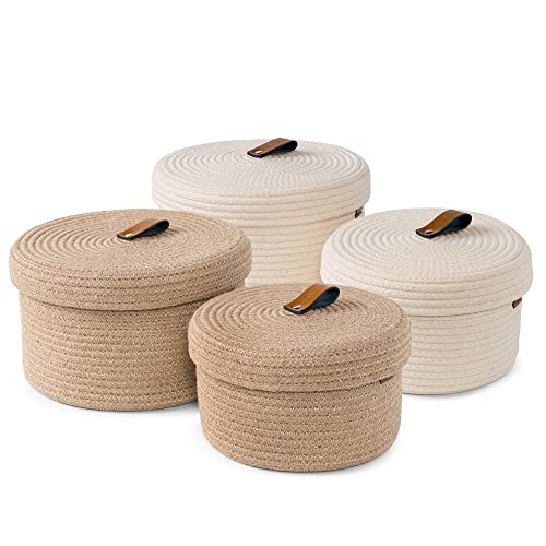 DENJA & CO Round Baskets with Lids 2 Color Bundles