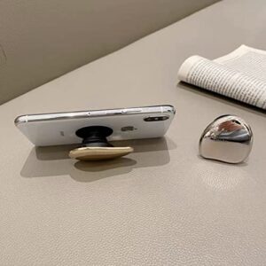 MEFELE Cln Metal Plated Mirror Phone Holder with Retractable Airbag Ring Clasp and phoneGrip（Golden Drop