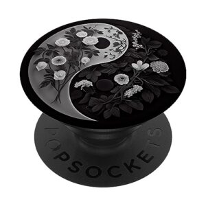 yin yang flower black and white popsockets standard popgrip