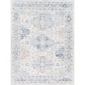 artistic weavers lavadora machine washable vintage area rug, 9'3" x 12', light blue