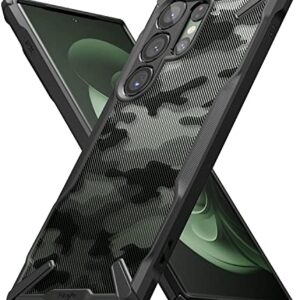 Ringke Fusion-X [Military Design] Compatible with Samsung Galaxy S23 Ultra 5G Case, Camouflage Hard Back Heavy Duty Shockproof Advanced Protective Bumper Cover - Camo Black