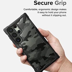 Ringke Fusion-X [Military Design] Compatible with Samsung Galaxy S23 Ultra 5G Case, Camouflage Hard Back Heavy Duty Shockproof Advanced Protective Bumper Cover - Camo Black