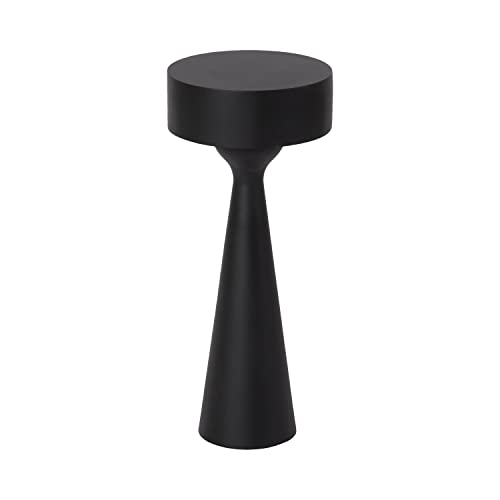 Kate and Laurel Solbrett Modern Sculptural Drink Table with Unique Round Design and Weighted Base for Stability, 10x10x22, Black