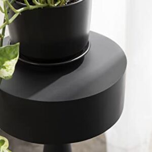 Kate and Laurel Solbrett Modern Sculptural Drink Table with Unique Round Design and Weighted Base for Stability, 10x10x22, Black