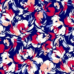 texco inc wool dobby floral pattern/100% poly no stretch abstract prints woven decoration apparel home/diy fabric, navy red 1 yard