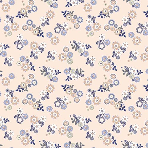 Texco Inc Wool Dobby Floral Ditsy Pattern/100% Poly No Stretch Prints Woven Decoration Apparel Home/DIY Fabric, Blush Peri 2 Yards