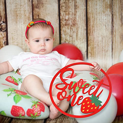 Strawberry Sweet One Wooden Sign Berry First Birthday Party Supplies Summer Party Hanging Decorations Welcome Door Room Sign for 1st Birthday Baby Shower Party