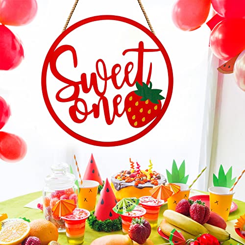 Strawberry Sweet One Wooden Sign Berry First Birthday Party Supplies Summer Party Hanging Decorations Welcome Door Room Sign for 1st Birthday Baby Shower Party