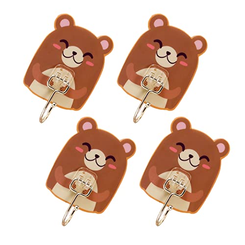 XINGYUXUXIN 4 Pcs Wall Hooks Cartoon Bear Pattern Coat Hooks Self Adhesive Kitchen Hooks for Hanging Coat Towel Key Bag