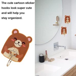 XINGYUXUXIN 4 Pcs Wall Hooks Cartoon Bear Pattern Coat Hooks Self Adhesive Kitchen Hooks for Hanging Coat Towel Key Bag