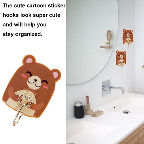 XINGYUXUXIN 4 Pcs Wall Hooks Cartoon Bear Pattern Coat Hooks Self Adhesive Kitchen Hooks for Hanging Coat Towel Key Bag