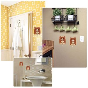 XINGYUXUXIN 4 Pcs Wall Hooks Cartoon Bear Pattern Coat Hooks Self Adhesive Kitchen Hooks for Hanging Coat Towel Key Bag