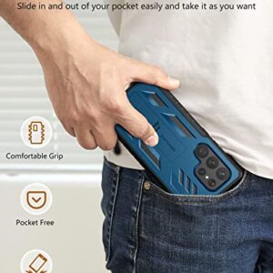 FNTCASE for Samsung Galaxy S23-Ultra Case: Military Grade Drop Proof Protection Mobile Cover with Kickstand | Matte Textured Rugged Shockproof TPU | Protective Sturdy Phone Case - Blue