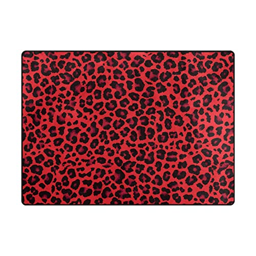 ALAZA Red Leopard Print Cheetah Area Rug Rugs, Floor Mat for Living Room Bedroom, Soft Carpet for Dorm Nursery Girls Boys Room 7'X5'