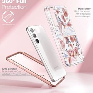 SURITCH for Samsung Galaxy S23 Plus Case, [Built-in Screen Protector] [Dual-Layer Protection ] Full Protection Shockproof Rugged Bumper Phone Cover for Samsung S23 Plus 6.6 Inch - Rose Marble