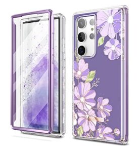 suritch for samsung galaxy s23 ultra case, [built-in screen protector] [dual-layer protection ] full protection shockproof rugged bumper phone cover for samsung s23 ultra 6.8 inch - purple cosmos