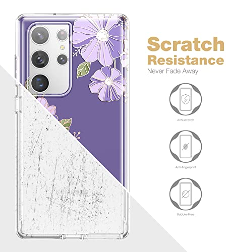 SURITCH for Samsung Galaxy S23 Ultra Case, [Built-in Screen Protector] [Dual-Layer Protection ] Full Protection Shockproof Rugged Bumper Phone Cover for Samsung S23 Ultra 6.8 Inch - Purple Cosmos