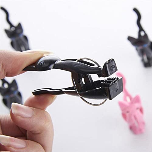 4PCS Cats Creative Clothes Pins,Multifunction Beach Towel Clips Bed Sheet Plastic Windproof Clothes Pins for Quilt Hanger Bed Sheet Clips(Black)