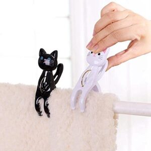 4PCS Cats Creative Clothes Pins,Multifunction Beach Towel Clips Bed Sheet Plastic Windproof Clothes Pins for Quilt Hanger Bed Sheet Clips(Black)