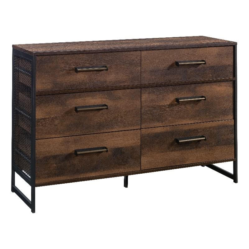 Sauder Briarbrook Engineered Wood/Metal 6-Drawer Dresser in Barrel Oak