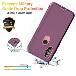 Qinmay for Moto G Play 2023 Case with HD Screen Protector (2 Packs),Motorola Moto G Play 2023 Phone Case 3 in 1 Heavy Duty Armor Shockproof Phone Case for Motorola Moto G Play 2023 (WineRed Pink)