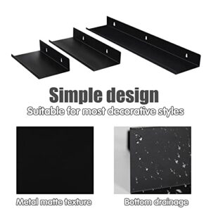 FSiyouda 3Pack Metal Floating Shelves,Floating Wall Shelves for Bathroom Bedroom Kitchen Living Room, Shelves for Wall Storage Black