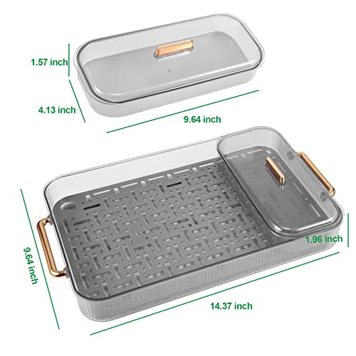 Trays for Eating Anti-Slip Food Serving Tray with Handles Dinner Trays for Lap + Small Drink Tray | Breakfast Tray | Bed Tray | Food Tray | Lap Trays for Eating | Serving Trays