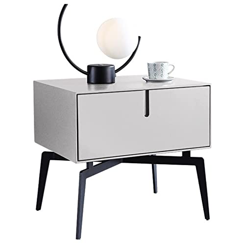 Bedside Table Bedroom Bedside Wood Single Drawer Tall End Table with Metal Legs Large Capacity Storage Cabinet Modern Style Furniture for Bedroom Living Room 19" H Night Stand (Color : B)