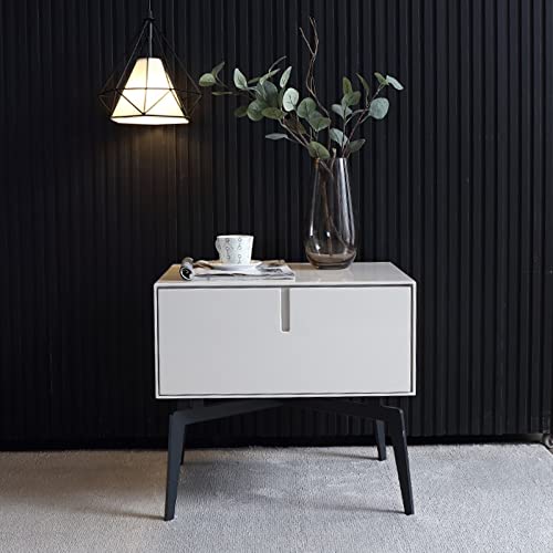 Bedside Table Bedroom Bedside Wood Single Drawer Tall End Table with Metal Legs Large Capacity Storage Cabinet Modern Style Furniture for Bedroom Living Room 19" H Night Stand (Color : B)