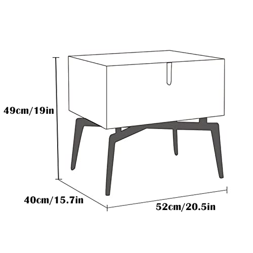 Bedside Table Bedroom Bedside Wood Single Drawer Tall End Table with Metal Legs Large Capacity Storage Cabinet Modern Style Furniture for Bedroom Living Room 19" H Night Stand (Color : B)