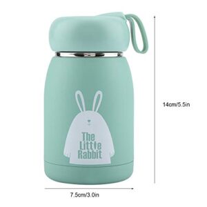 Mini Thermal Water Bottle,Kids Vacuum-Insulated Water Bottle,Vacuum Cup Insulated Coffee Bottle, 320ml Vacuum Mug Cute Thermos,Stainless Steel Cute Rabbit Pattern Vacuum Cup Mug Thermos Cup (Green)